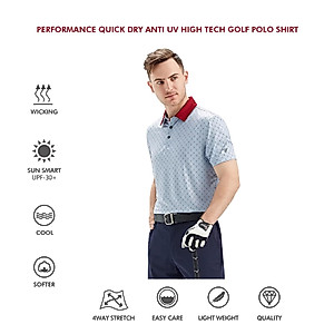 Golf Shirts for Men Dry Fit Short Sleeve Print Performance Moisture Wicking Polo Shirt