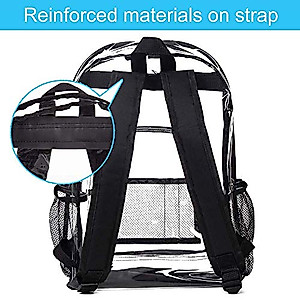 Clear Backpack, Transparent Bookbag Heavy Duty See Through Backpacks for Men - Black
