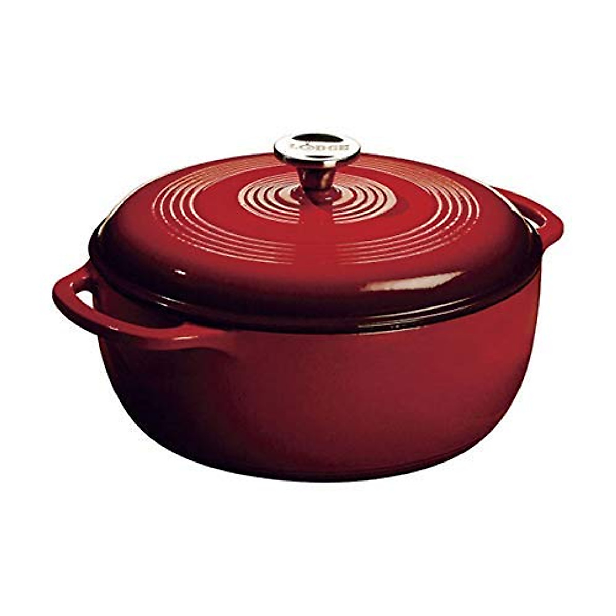 Lodge EC6D43 Enameled Cast Iron Dutch Oven, 6-Quart, Island Spice Red & Amazon Basics Multi-Purpose Stainless Steel Scraper/Chopper with Contoured Grip, 6-Inch