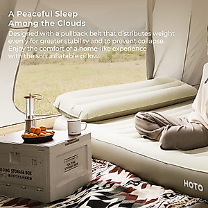 HOTO Queen Air Mattress with Fast Inflating Pump, Detachable Pump, Double Sleeping Pad & Pillow, Extra Wide & Ultra-Thick, USB-C Charging, Durable & Portable, for Camping, Backpacking, Travel, Home