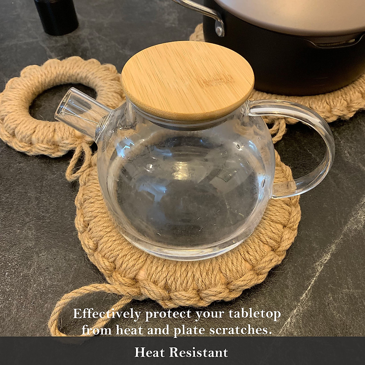 LIFEBAR Jute Trivets Woven Trivets Donut Hot Pads Trivet for Kitchen Wood Trivet Mat for Hot Pots, Pans, Dishes,Teapot and Tabletop