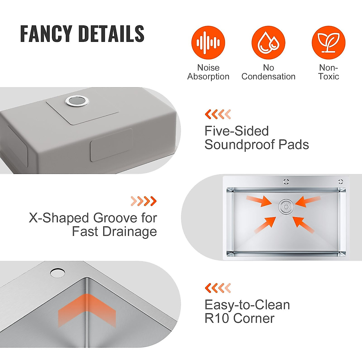 VEVOR Kitchen Sink, 304 Stainless Steel Drop-In Sinks, Top Mount Single Bowl Basin with Accessories, Household Dishwasher Sinks for Workstation, RV, Prep Kitchen, and Bar Sink, 33 inch