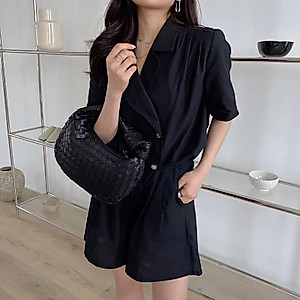 JBB Woven Handbag Bag for Women Leather Shoulder Bags Knotted Purse Soft Mini Hobo Clutch