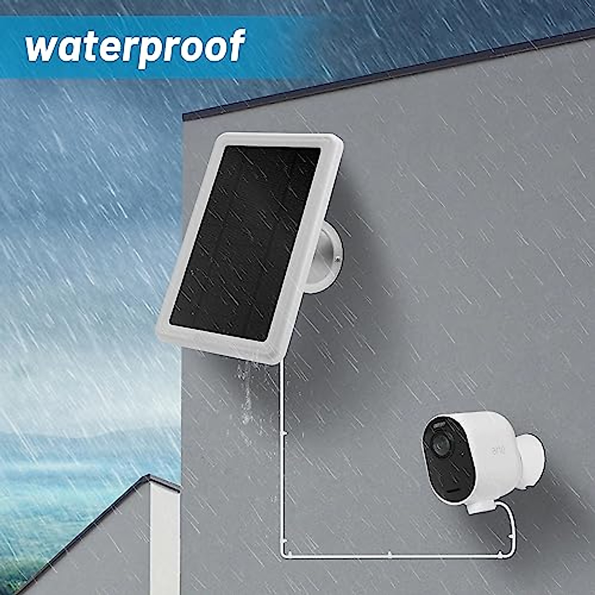 Arlo Camera Solar Panel Charger, Compatible with Arlo Pro4, Pro3, Floodlight, Pro 5S, Ultra 2, Ultra Cameras, 13ft/4m Cable, 6V4.5W Fast Battery Charging 3Pack