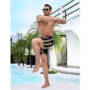 Partrest American Flag Skull Men's Swim Trunks with Compression Liner - 7 Inch American Flag Board Shorts for Beach