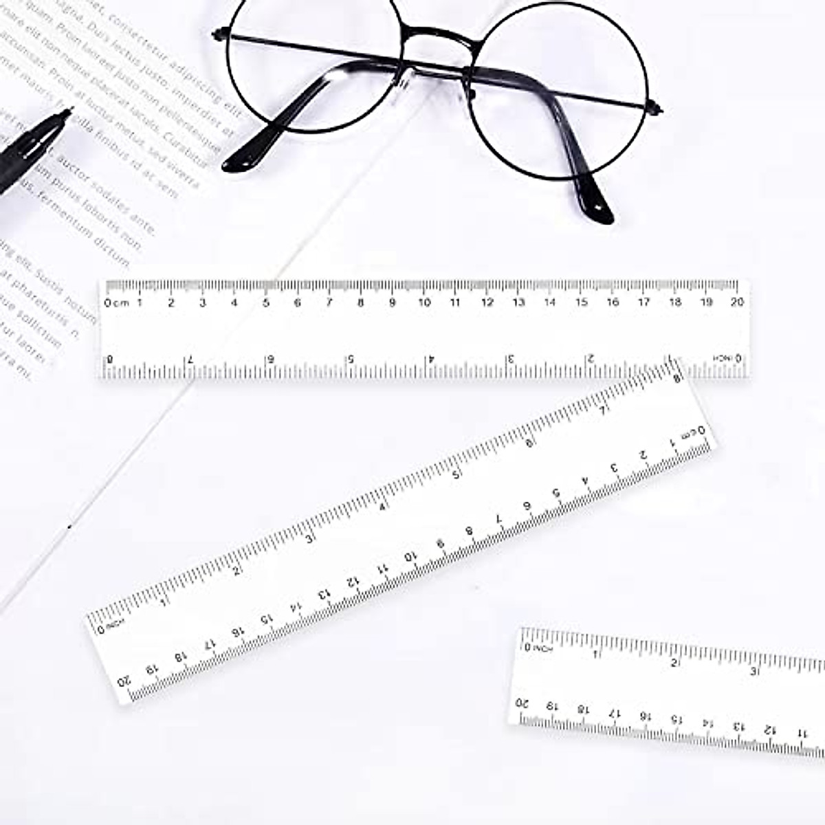 ndzefan 4 Pack Ruler, 30cm Ruler Multi Pack Clear Ruler Plastic Ruler 12 Inch Shatterproof Ruler Shatterproof Metric Ruler Clear Ruler Measuring Ruler Tool for Students School Office