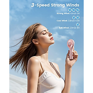 Edvision Handheld Fan, Portable Fan Mini Fan Powerful Hand Fan with 3 Speeds, USB Rechargeable Personal Fan, Makeup Lash Fan for Stylish Girls, Cute Small Pocket Fan for Travel/Outdoor/Home, Pink