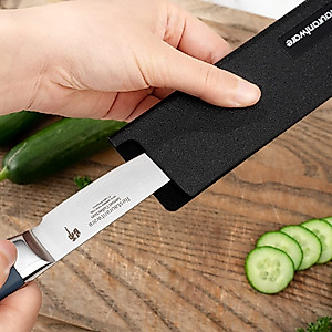 Sensei 6.5 x 2 Inch Knife Sleeve, 1 BPA-Free Knife Protector - Fits Utility Knife, Felt Lining, Black Plastic Knife Blade Guard, Durable, Cut-Proof - Restaurantware