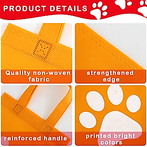 24 Pcs Paw Print Bags Paw Print Treat Bags with Handle Non Woven Cat Gift Bag Paw Goodie Bags Cat Gift Wrap Bags Reusable Paw Candy Bag for Pet Dog Birthday Party Favors Baby Shower (Simple Style)