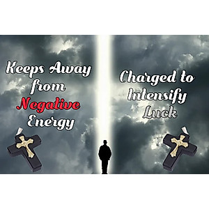 DHYANARSH 1 + 1 Black Tourmaline Cross Pendant Set for Evil Protection - Charged