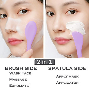 RamPula Silicone Facial Mask Applicator Face Masks Skincare Brush Facial Scrubber Double-Head Lotion Spatula Scoop for Makeup,Foundation,Cream,Lotion,Moisturizer,Gel,Peel,Mud Masks (Purple+Gray)