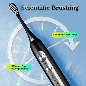 wisdent Sonic Electric toothbrush for adults, Sonic Rechargeable Toothbrush, Electric toothbrush with 15 modes, Toothbrush with High vibration frequency 8 Brush Heads