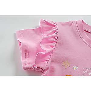 Toddler Girls T-Shirt Easter Gift - Bunny Eggs Baby Short Sleeve Bunny Tee Shirts Soft Summer Pink Cotton Tops 3T