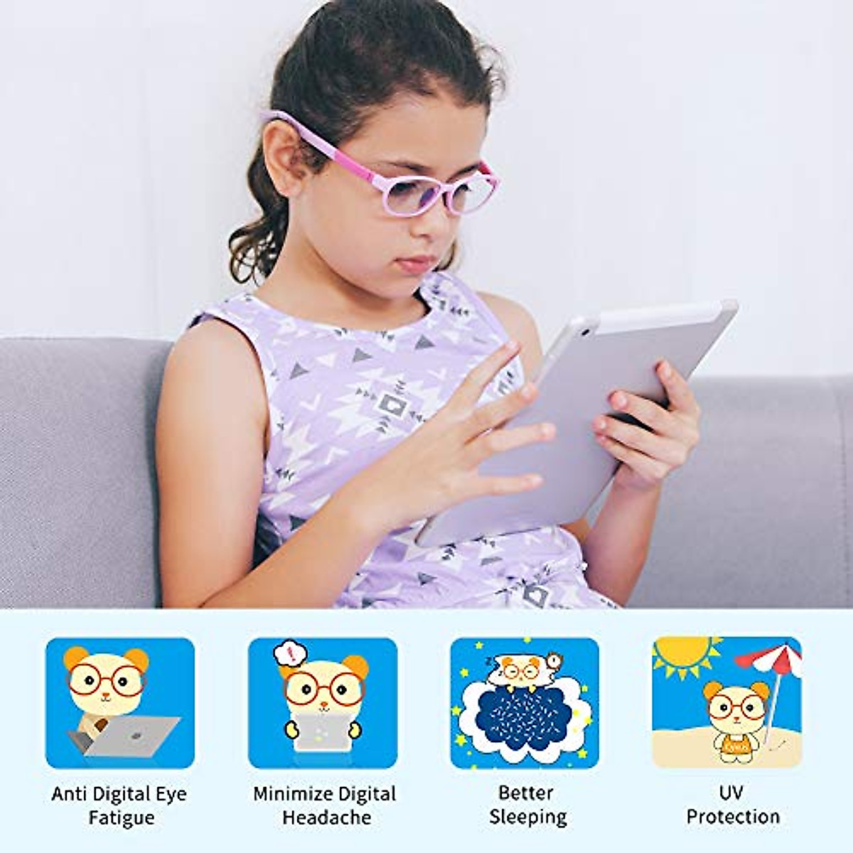 Cyxus Kids Blue Light Blocking Glasses Computer Game Spring Hinges Eyeglasses for Boys Girls Age 6-15