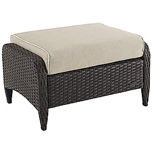 Crosley Furniture KO70067BR-SA Kiawah Outdoor Wicker Ottoman, Sand