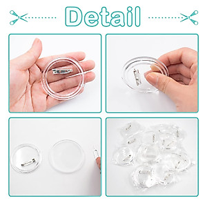 18 Pack Acrylic Design Button 2.4 Inch/60mm Name Badge DIY Buttons Clear Pins for DIY Crafts Children's Paper Craft Activities Pin Back on Clothes, Hats, Bags