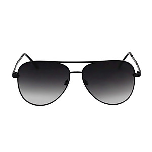 Flawless Large Flat Lens Mirror Gradient Lens Aviator Sunglasses for Men and Women (Black Ombre)