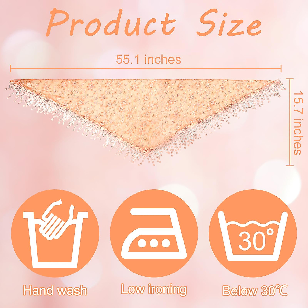 8 Pcs Triangle Lace Mantilla Veil Cathedral Head Covering Church Veil Floral with Tassel Chapel Veil for Women