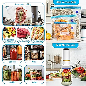 Electric Mason Jar Vacuum Sealer,10 PCS Sous Vide Bags,Handheld Mason Jar Vacuum Sealer,Cordless Vacuum Sealer Kit for Wide-Mouth & Regular-Mouth Mason Jars, for Food Storage and Fermentation