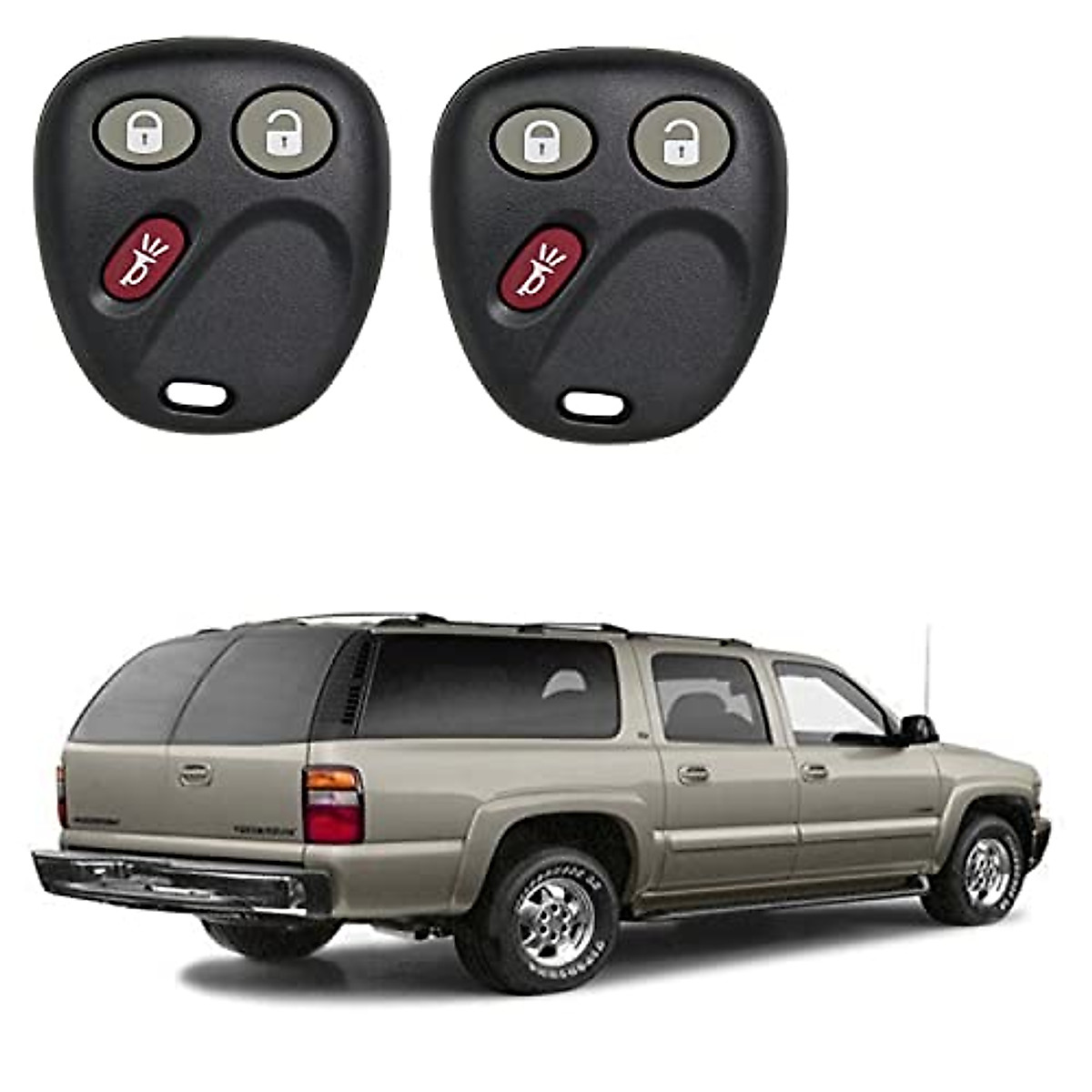 Replacement Remote for Keyless Entry Car Key 2003-2006 Chevy Avalanche Silverado Suburban Tahoe/GMC Sierra Yukon 3 Button LHJ011 (2 Pack)