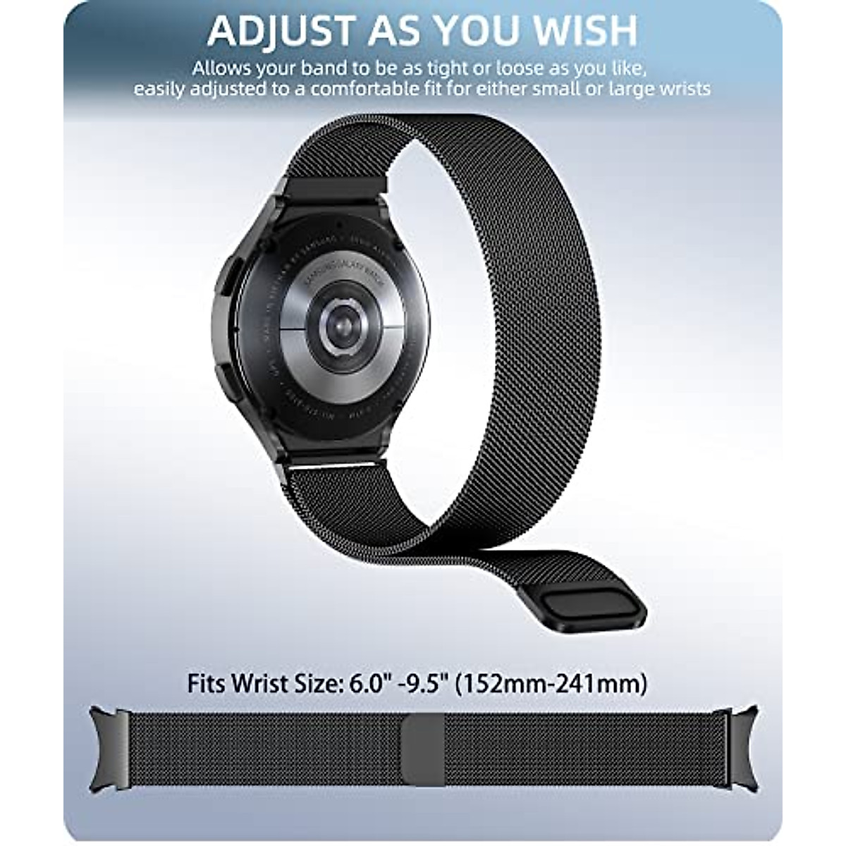 Zedoli No Gap Metal Bands Compatible with Samsung Galaxy Watch 6 band/Watch 5/Galaxy Watch 4 Band 40mm 44mm/Galaxy Watch 5 Pro Band 45mm/Watch 4 Classic Band/Watch 6 Classic Band 43mm 47mm Men Women