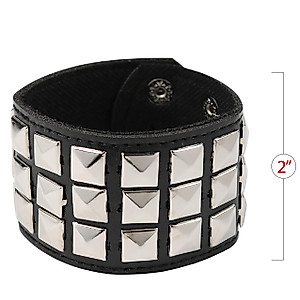 Skeleteen Punk Leather Stud Bracelet - Leather Cuff Biker Bracelet with Studs for Men, Women and Kids