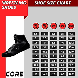 CORE Wrestling Shoes Mat Ace - Lightweight Martial Arts Boxing Shoes - Weightlifting Shoes for Deadlift - for Men and Women Black