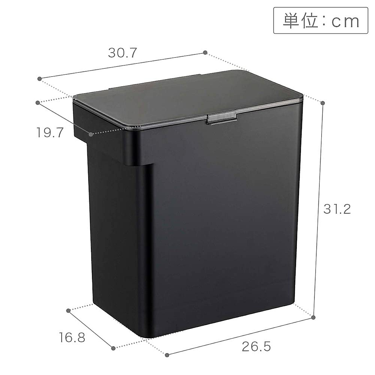 Yamazaki Industries 5424 Airtight Rice Bin, 22.0 lbs (10 kg), Measuring Cup Included, Black, Approx. W 12.0 x D 7.8 x H 12.2 inches (30.7 x 19.7 x 31.2 cm), Tower, Moisture and Oxidation Prevention