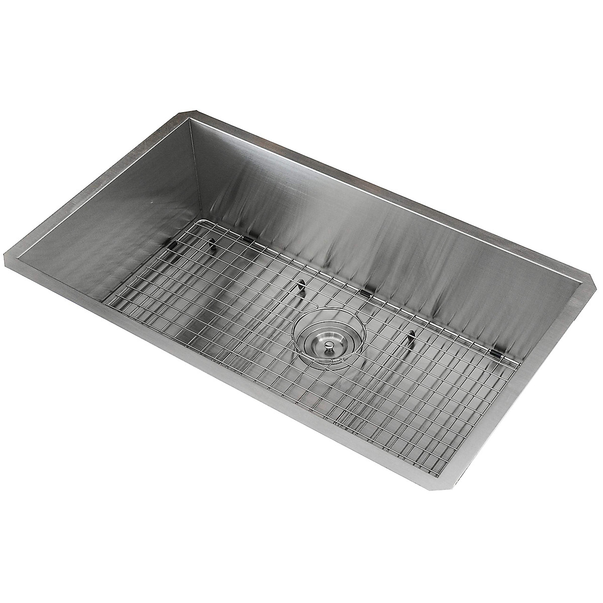 KABCO K-SSZRIS5 16 Gauge 28 Inch Undermount Zero Radius Stainless Steel Kitchen Sink Big Single Bowl Stainless Steel Grid Combo Package 28"L X 18"W X 10"D Inch