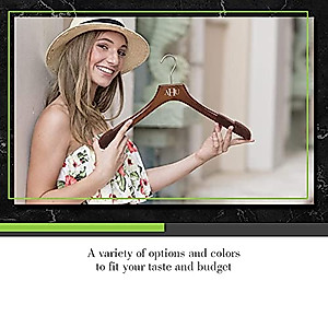 Premiere Luxe Natural Wood Coat Hangers- Wooden Suit Hangers with Clips, Skirt Hangers, Pants Hangers with Clips- Standard Clothing Hangers- Space Saving Hangers (Black with Black Velvet, 6)