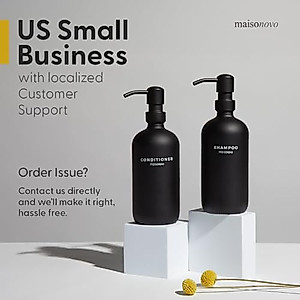 MaisoNovo Soap Dispenser 1-Piece Set | 16.9oz White Bottles with White Bamboo Pump