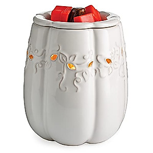 CANDLE WARMERS ETC. Illumination Fragrance Warmer- Light-Up Warmer for Warming Scented Candle Wax Melts and Tarts or to Freshen Room, White Pumpkin