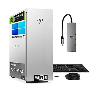 HP Envy Business Desktop, 12th Gen Intel Core i9-12900, Windows 11 Pro, 64GB RAM, 2TB SSD, NVIDIA GeForce RTX 3070, Thunderbolt 4, Type-C, RJ-45, WiFi 6, Black Wired Keyboard and Mouse, Durlyfish