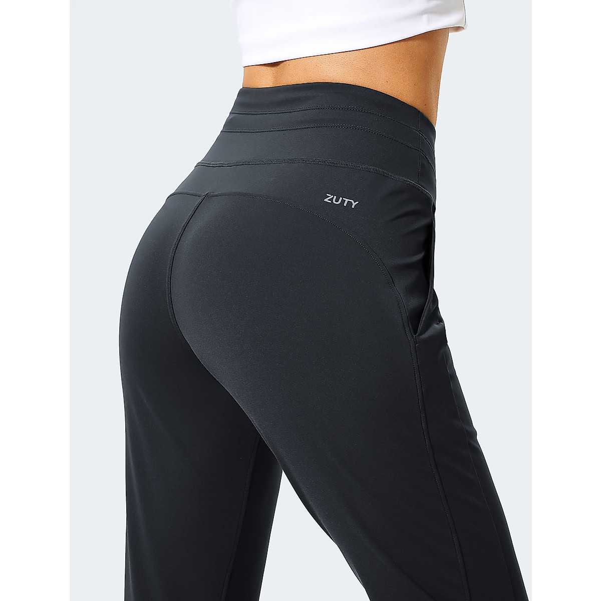 ZUTY Women's High Waisted Joggers Pants Sweatpants with Pockets for Athletic Running Casual Tapered Track Pants for Workout Black M