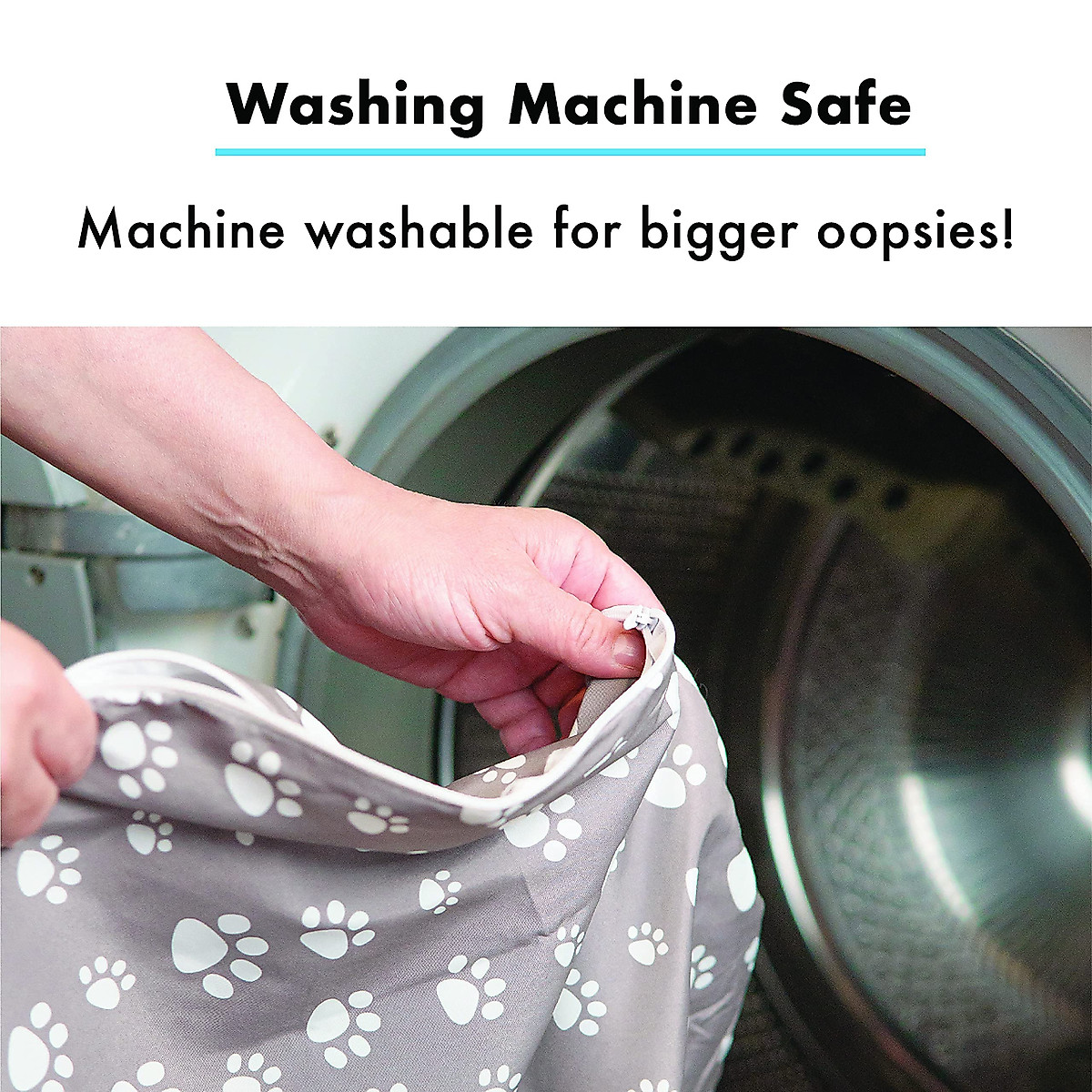 Mommy Leche Nursing Pillow Cover for Baby Girls and Boys | Soft Water Resistant and Machine Washable Fabric | Unisex Grey Paw Print Design | Great for Breastfeeding and Bottle Feeding Mothers