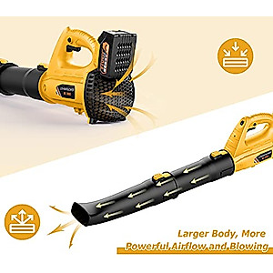 BHY 320 CFM 150 MPH Cordless Leaf Blower with 4.0Ah Battery & Charger, 6-Speed Dial, 2 Section Tubes - Electric Battery Powered Leaf Blower, Versatile and Easy to Use for Yard Work, Dust, Snow Debris