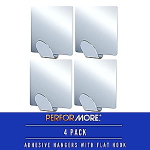 Performore 4 Pack of Flat Razor Hook, Adhesive Stainless Steel Washcloth Loofah Holder for Shower Bathroom Walls