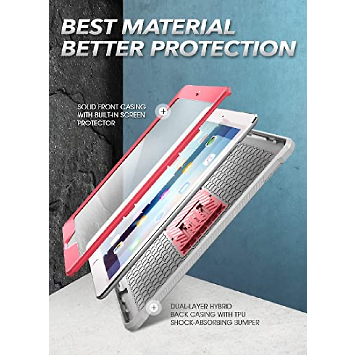 SUPCASE for iPad 9th Generation Case with Screen Protector (Unicorn Beetle Pro), [Built-in Stand] Heavy Duty Rugged Protective Case for iPad 10.2 9th / 8th / 7th Generation (2021/2020/2019), Pink