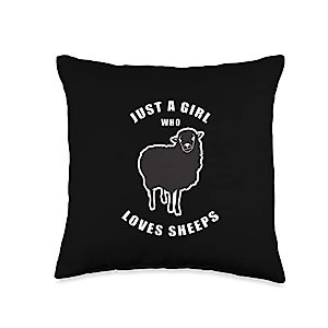 Farmer Girl Sheep`s Women Girls Gifts & Apparel Just Loves Sheeps Outfit Funny Farm Girl Design Throw Pillow, 16x16, Multicolor