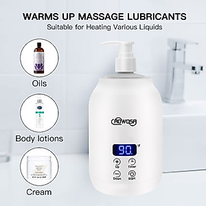 AOWOSA Massage Oil Warmer Bottle Professional Electric Lotion Digital Heater for SPA, Automatic Oil Warmer Heated Oil Lotion Cream for SPA, Salon, Barber Shops, Home, with Two Oil Bottle Dispenser