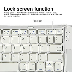 LMOLING Folding BT Keyboard, Wireless Portable Keyboard, 63 Keys Metal Ultra Thin Mini Folding Keyboard with Touchpad for Tablet Smartphones(Silver)