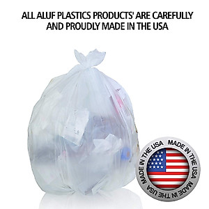 Aluf Plastics Trash Bags - (Commercial 250 Pack) - Source Reduction Series Value High Density 16 Micron Gauge (equiv) - Intended for Home, Office, Bathroom, Paper, Styrofoam