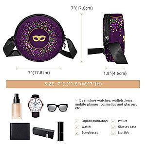 Unicey Crossbody Bags for Women, Mardi Gras Dotted Round Crossbody Wallet, Fashion Circle Crossbody Purse Clutch Handbag