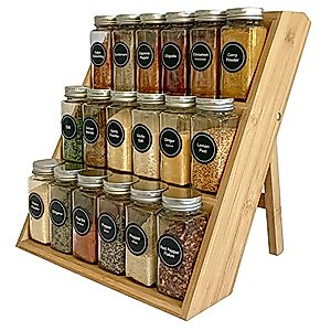 Pacific Moon Tree Bamboo Spice Rack and Organizer, 3-tier Seasoning Spice Jar Organizer, Excellent Tiered Wooden Spice Racks Free Standing for Cabinet Drawers and Countertop