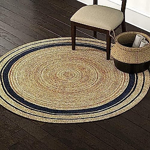 GlobusArt Hand Woven Round Jute Area Rug Braided Round Rugs for Boho Home Decor Living Room and Kitchen Floor Decoration Natural Eco Friendly Area Rug for Farmhouse.…