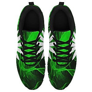 Marijuana Print Pot Leaf 420 Weed Lightweight Running Shoes Outdoor Fashion Sneaker for Men Women Black Size 10