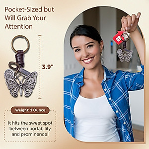 AuPra Butterfly KeyChain Gift Women Leather KeyRing Girl Home Car Door Keys Holder Lady Present