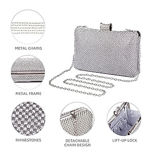 Pinprin Ladies Sparkly Rhinestones Evening Clutches Women's Crystal Diamante Evening Bag Prom Wedding Handbag Party Purse (B-Gold)