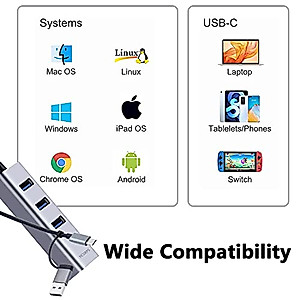 USB C to Ethernet Adapter YICORPS 3 Port USB 3.0 Expander Hub to RJ45 LAN with Gigabit Ethernet LAN Adapter for MacBook/Windows 10/8.1/Surface Pro/Chromebook/Linux and More Laptop