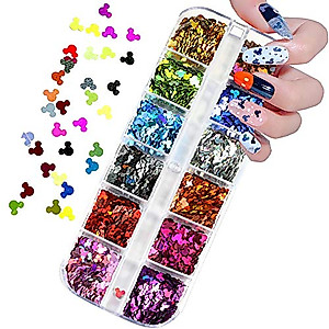 Holographic Nail Glitter Sequins Nail Art Supplies 12 Colors Designer 3D Nail Glitter Flakes for Nails Decoration Shiny Nail Sparkle Glitter Designs Acrylic Manicure Tips Charms Accessories